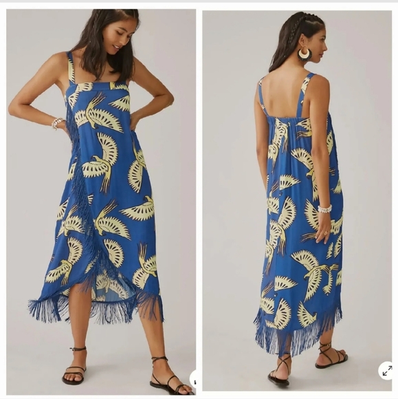 FARM Rio | Dresses | Farm Rio X Anthropologie Fringe Hem Wrap Mididress ...